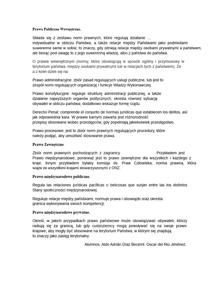 Prawo Publiczne Wewnętrzne | PDF