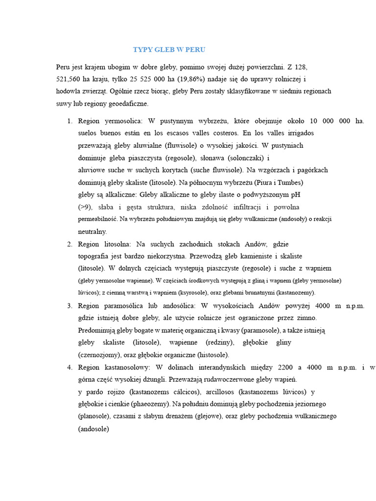Rodzaje Gleb W Peru | PDF