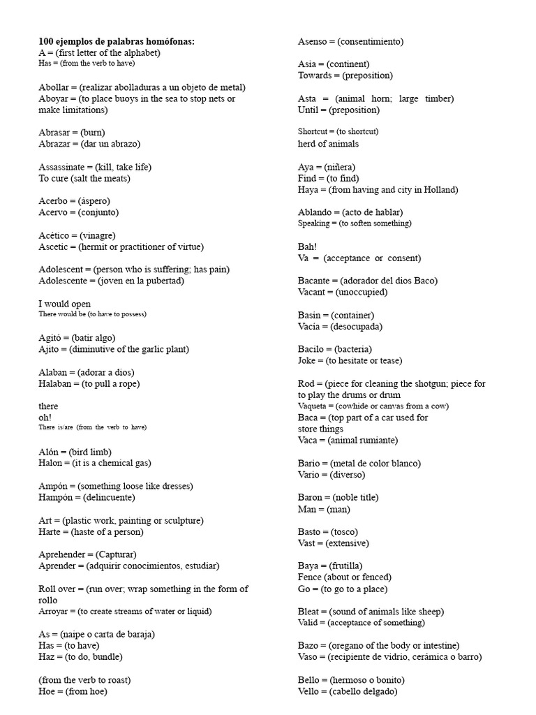 100 Examples of Homophonic Words | PDF | Sodium Bicarbonate | Sodium