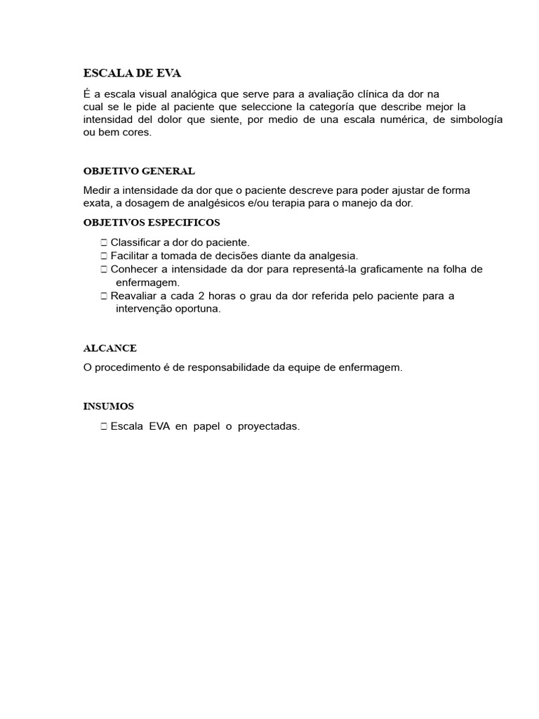 Escala Visual Analógica de Dor EVA | PDF