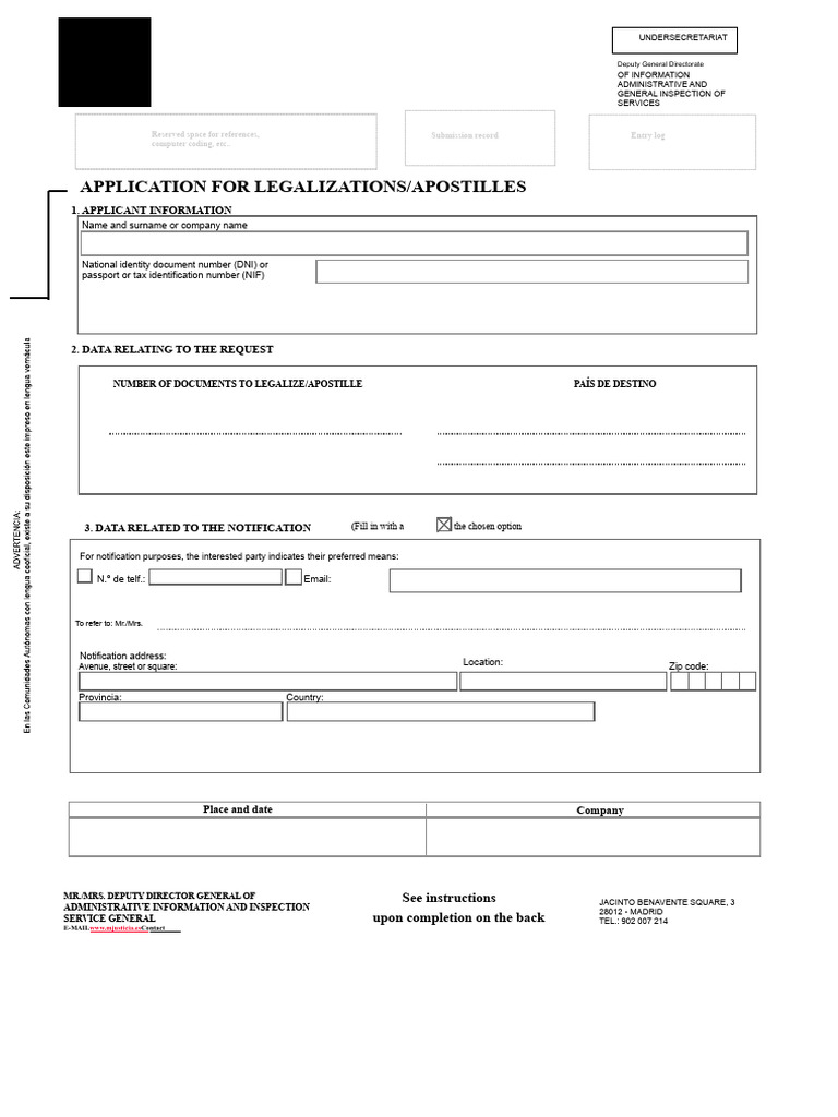 Model of Request for Hague Apostille and Instructions | PDF | Identity ...