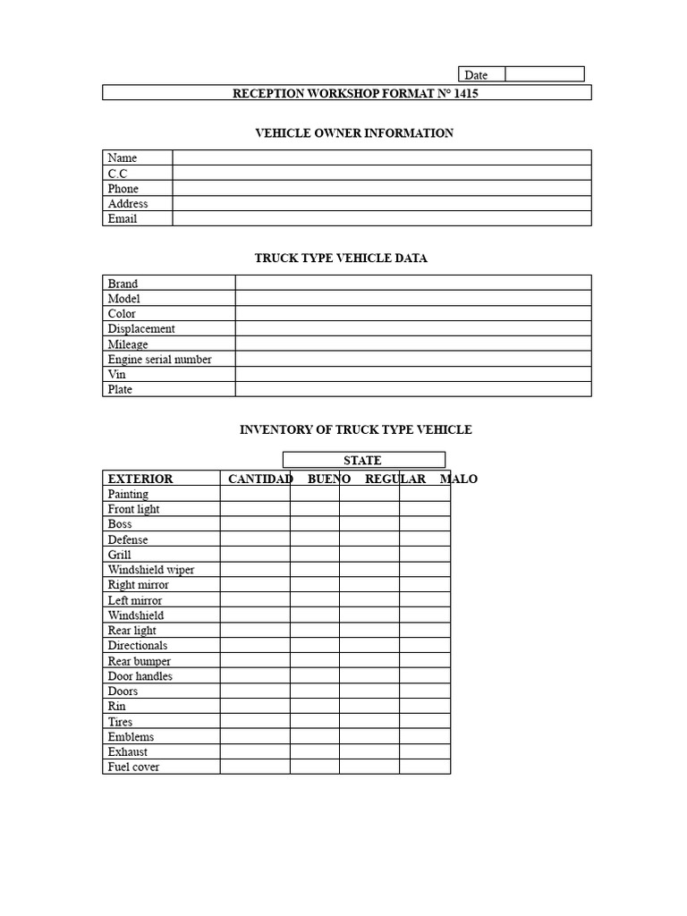 Truck Reception Workshop Format | PDF