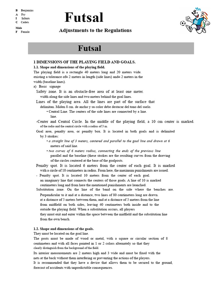Futsal Regulations for Youth Categories | PDF | Area | Sports