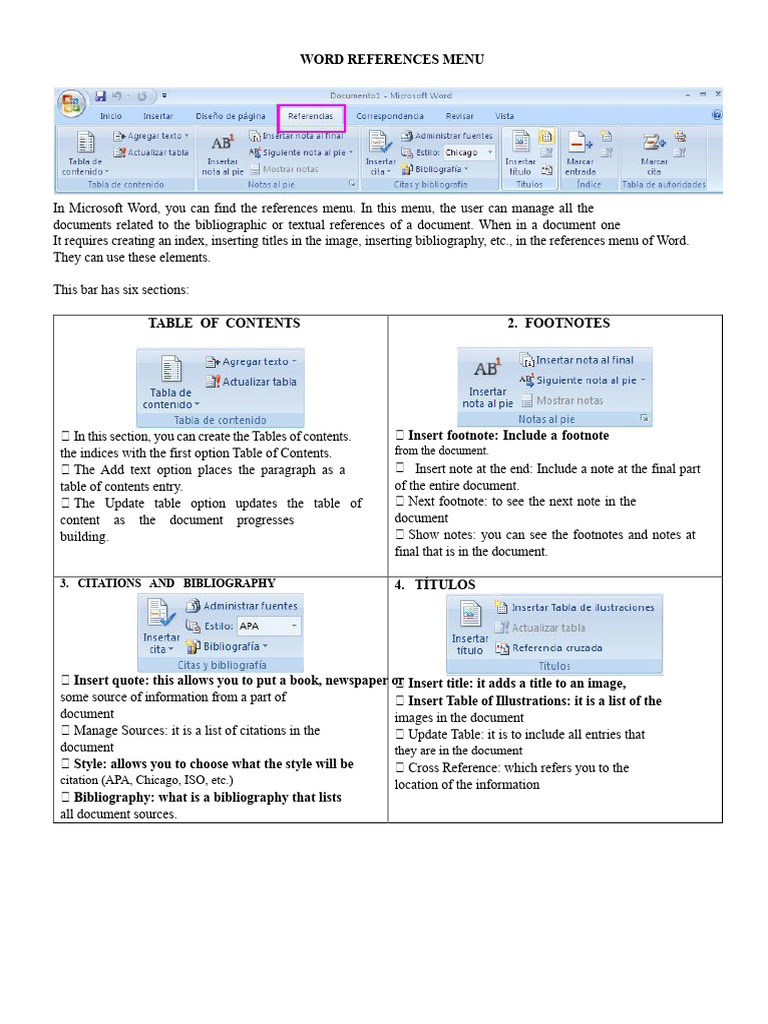 Word References Menu | PDF | Citation | Bibliography