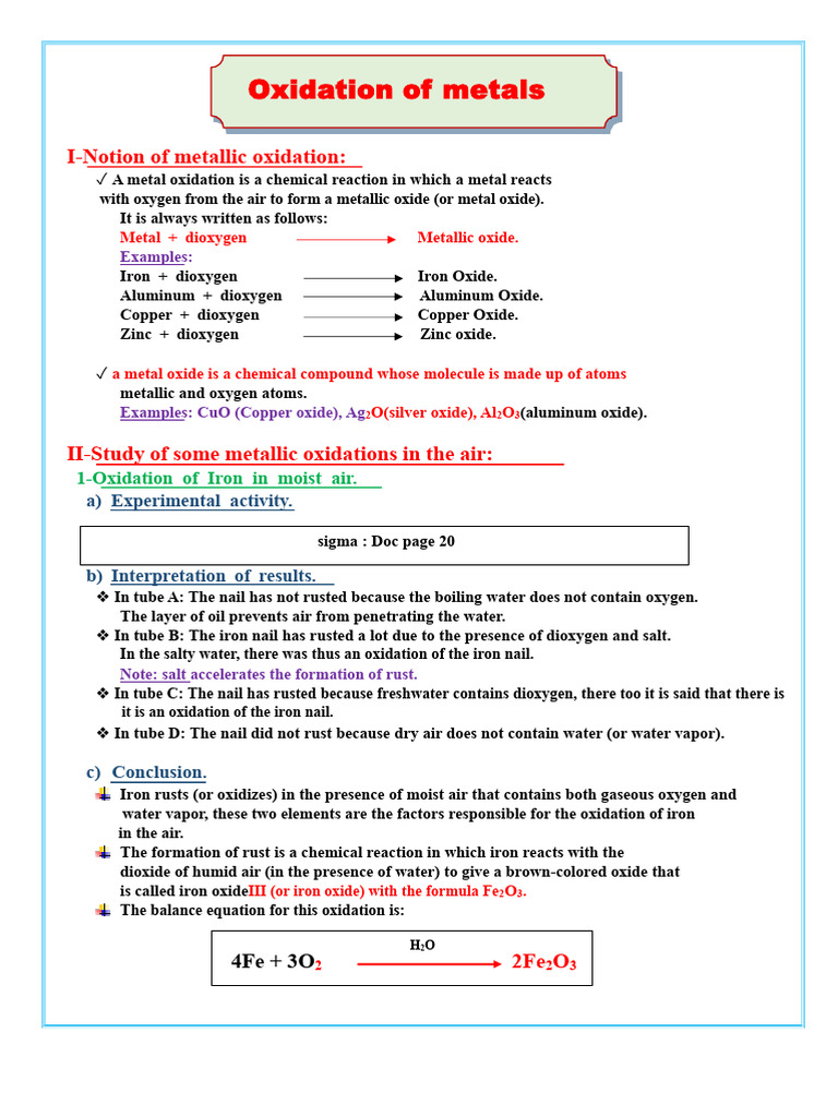 Metallic Oxidation of Iron and Aluminum | PDF | Rust | Redox