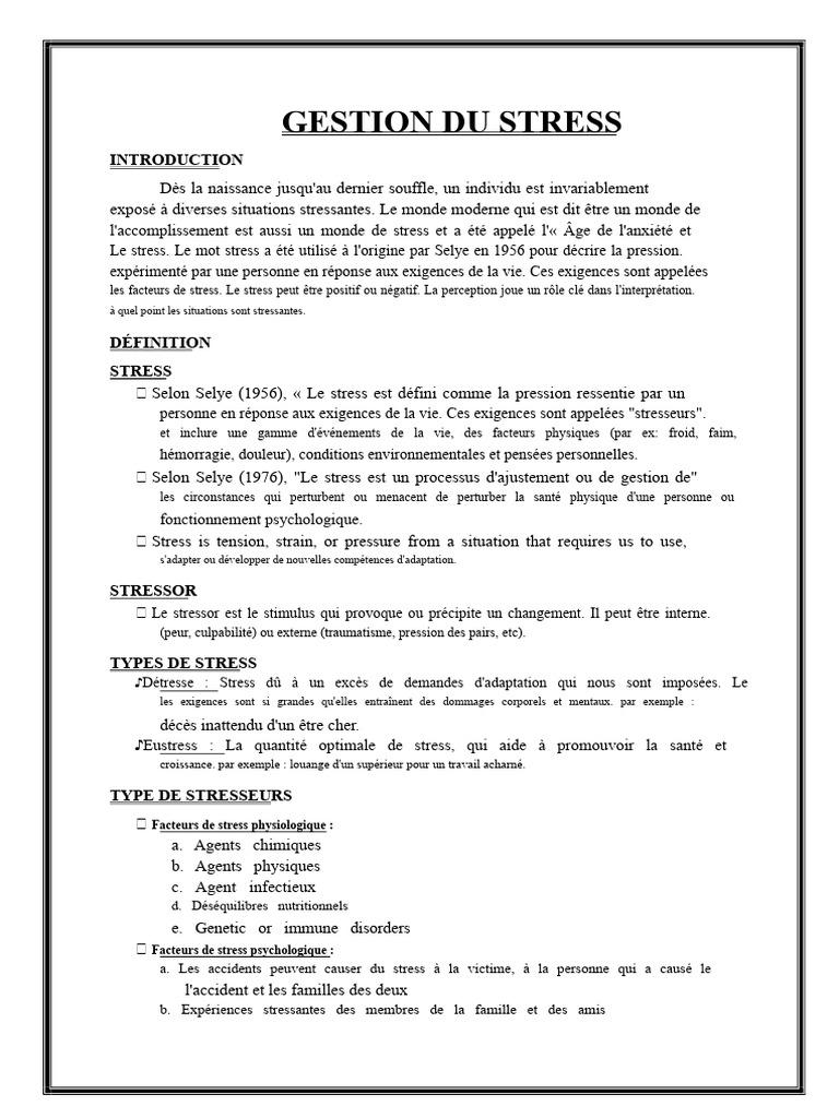 Comprendre la gestion du stress | PDF | Stress (Biologie) | Inflammation