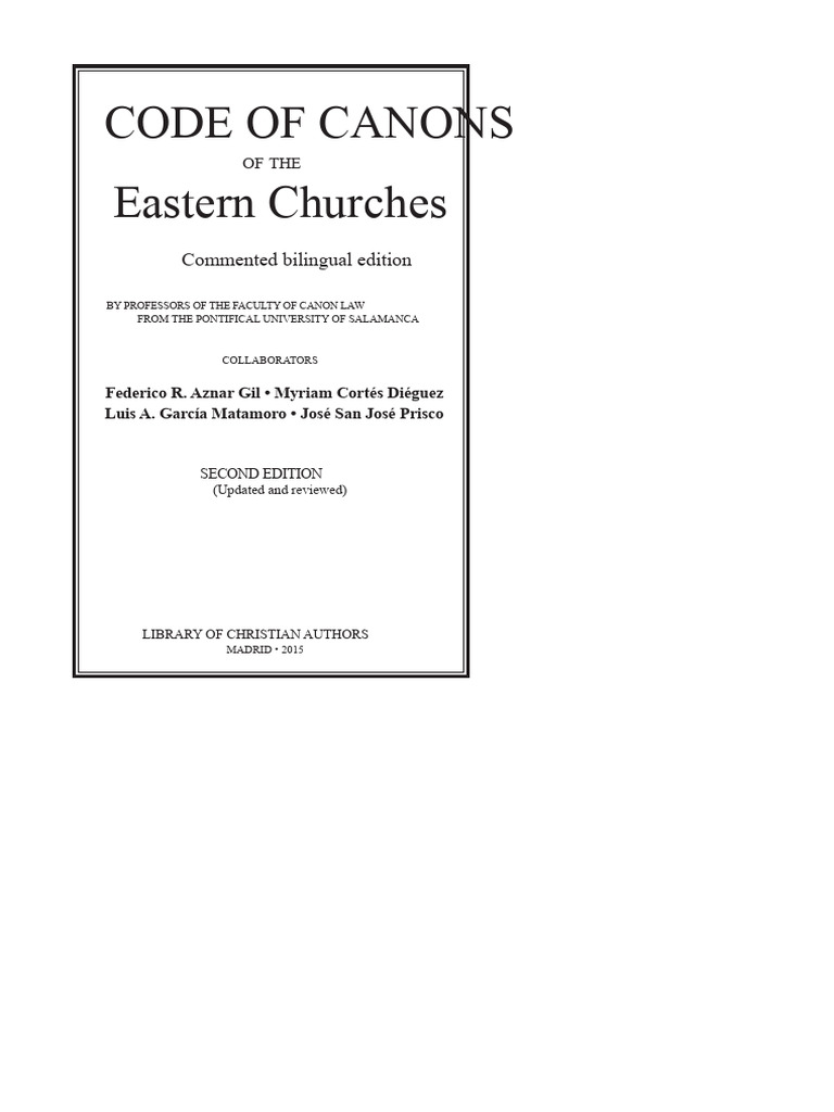 Code of Canons of Eastern Churches | PDF | Catholic Church | Canon Law