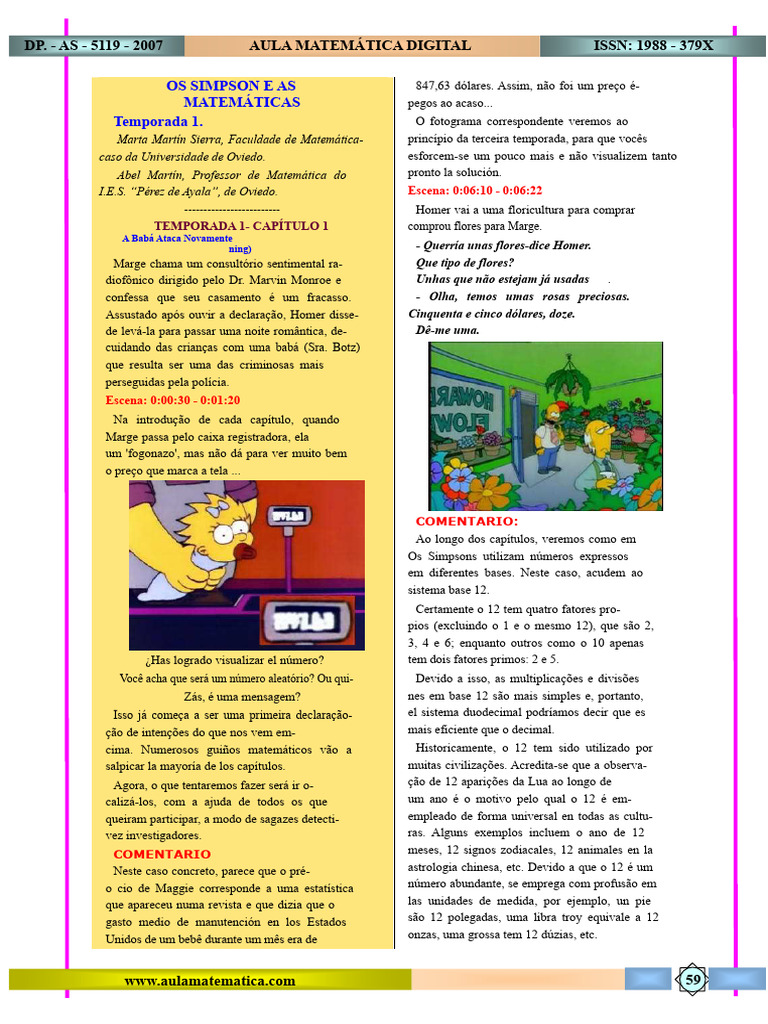 Matemática em Os Simpsons: Temporada 1 | PDF | Os Simpsons | Quociente ...