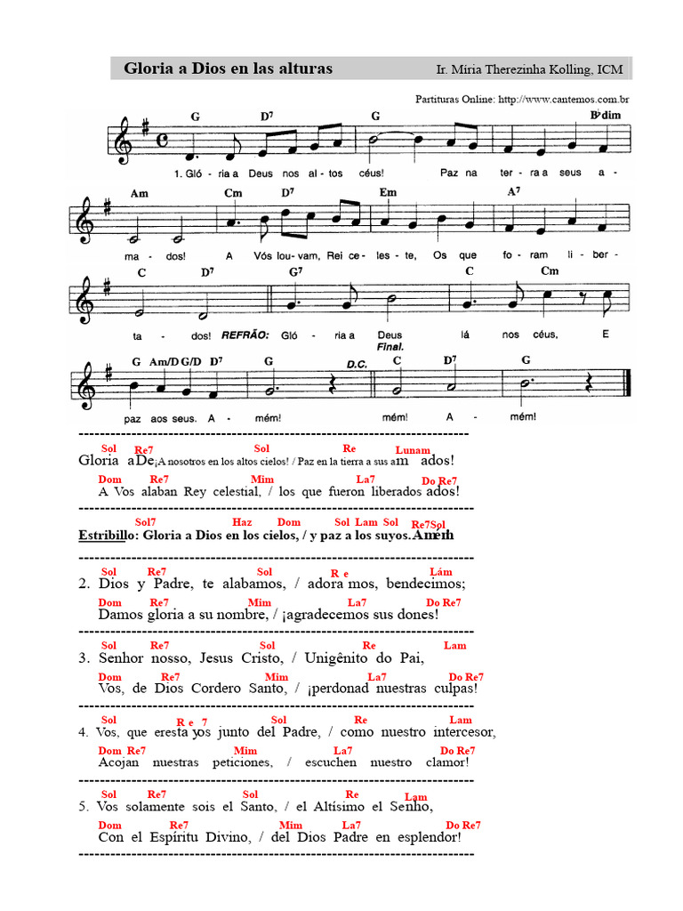 Gloria A Dios en Las Alturas 1 | PDF
