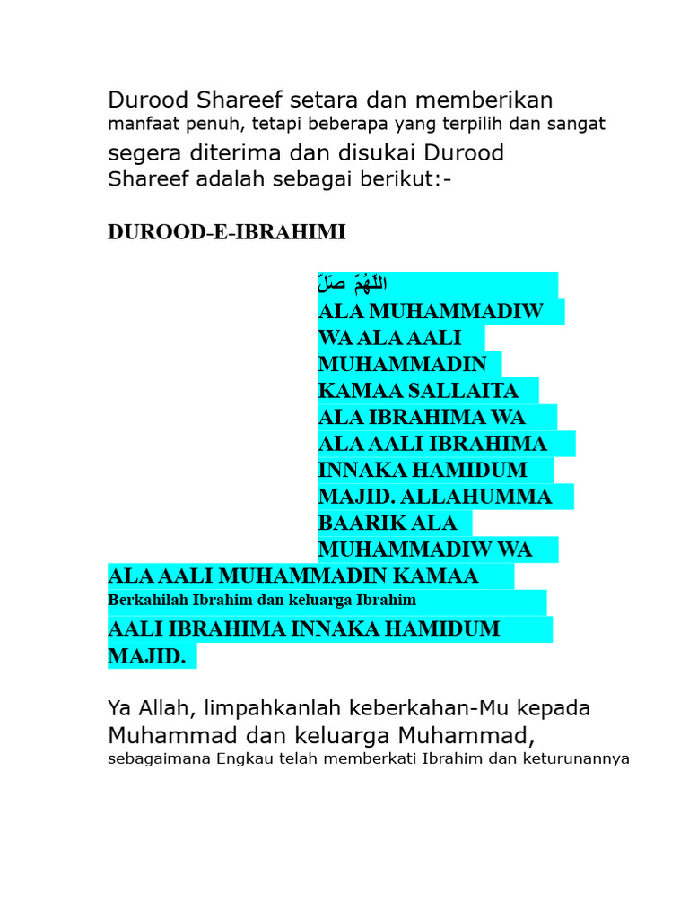 Manfaat Durood Shareef dalam Islam | PDF