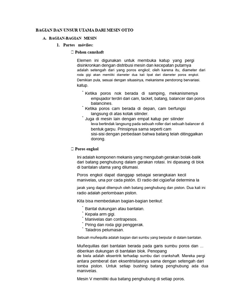 Bagian dan Elemen Utama dari Mesin Otto | PDF