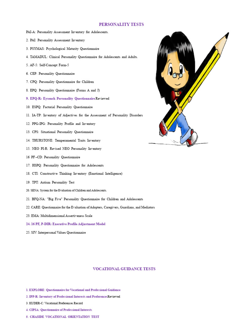 Comprehensive Personality and Vocational Tests | PDF | Psychology ...
