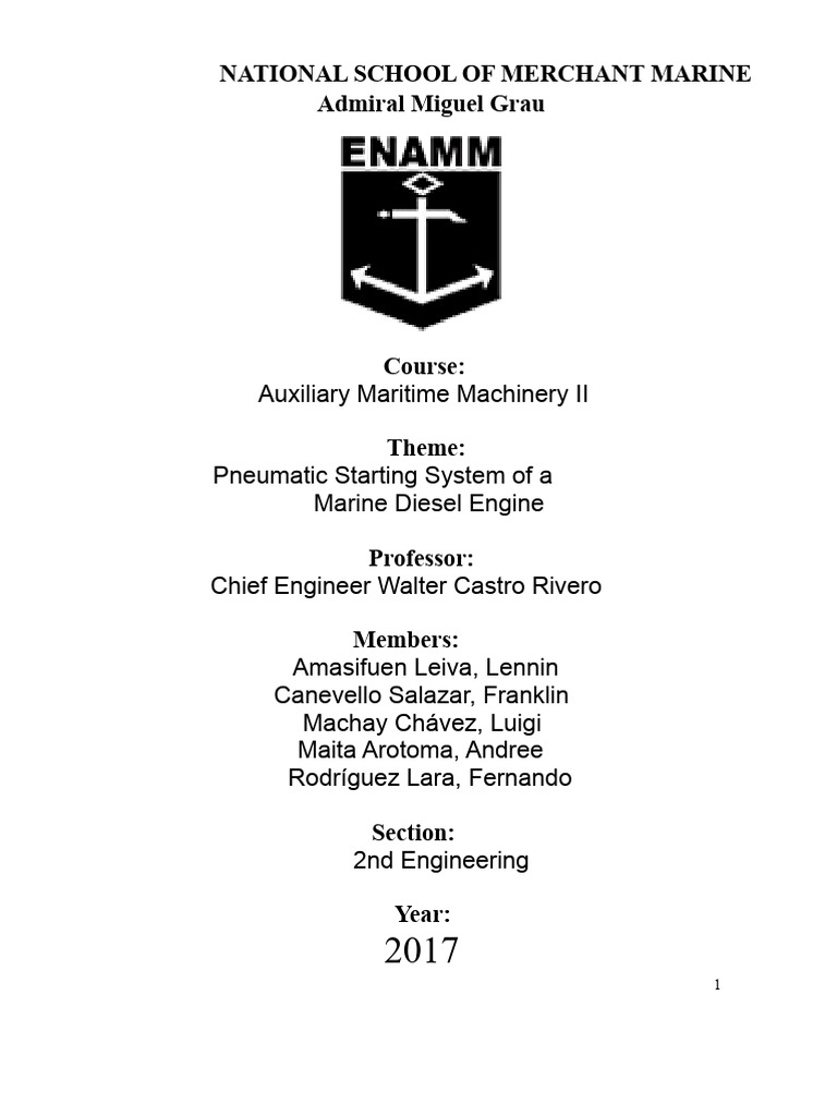 Pneumatic Starting System for Marine Diesel Engines | PDF | Engines ...