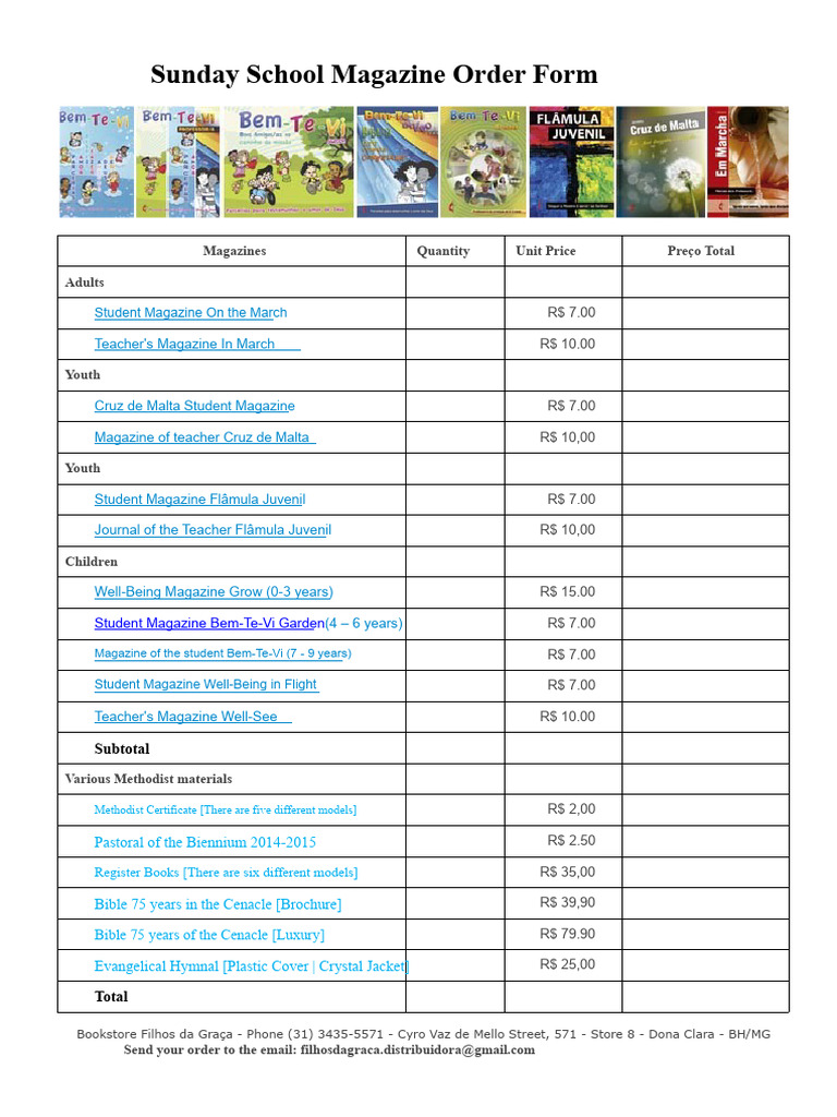 Sunday School Magazine Order Form - Children of Grace.pdf | PDF