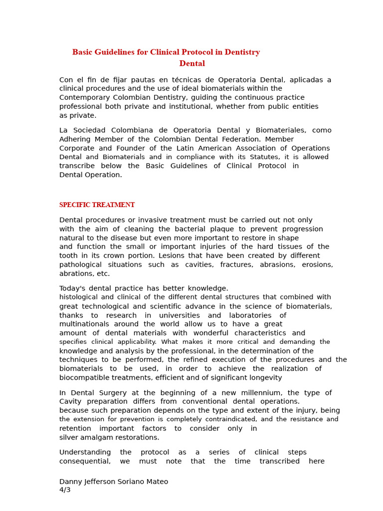 Basic Guidelines For Clinical Protocol in Dental Operative | PDF ...