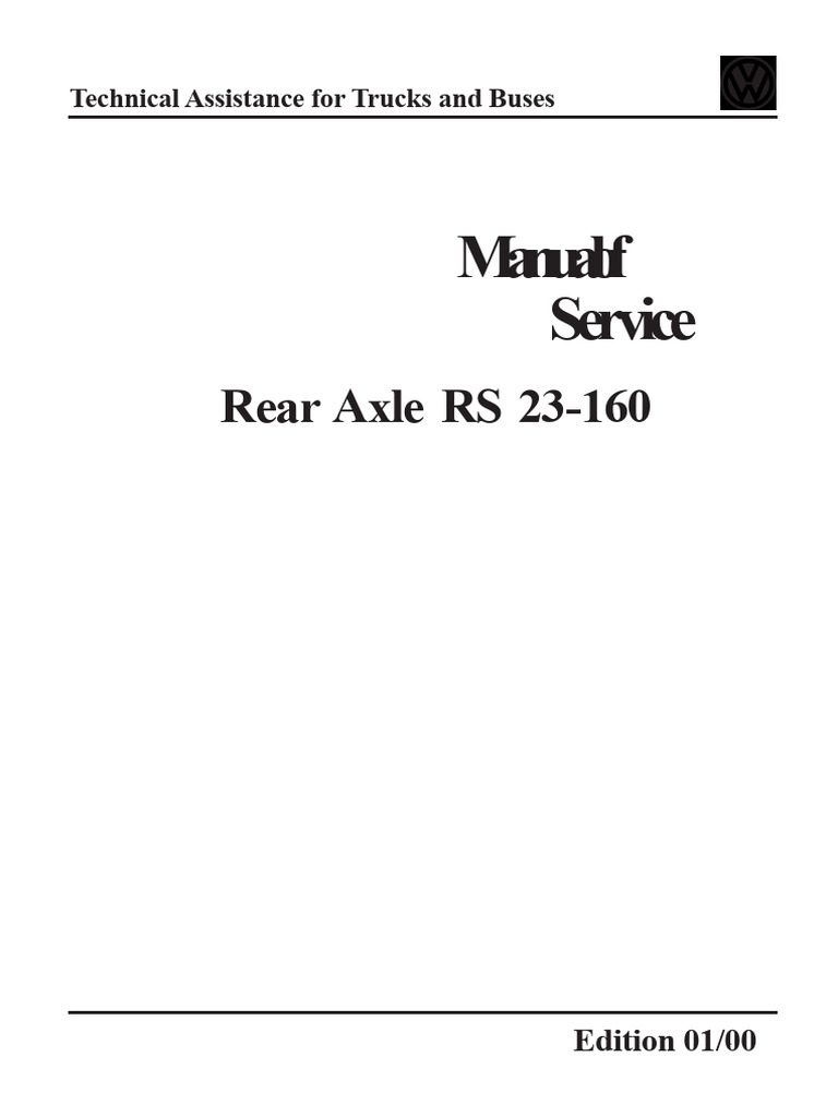 RS 23-160 Rear Axle Service Manual | PDF | Gear | Bearing (Mechanical)