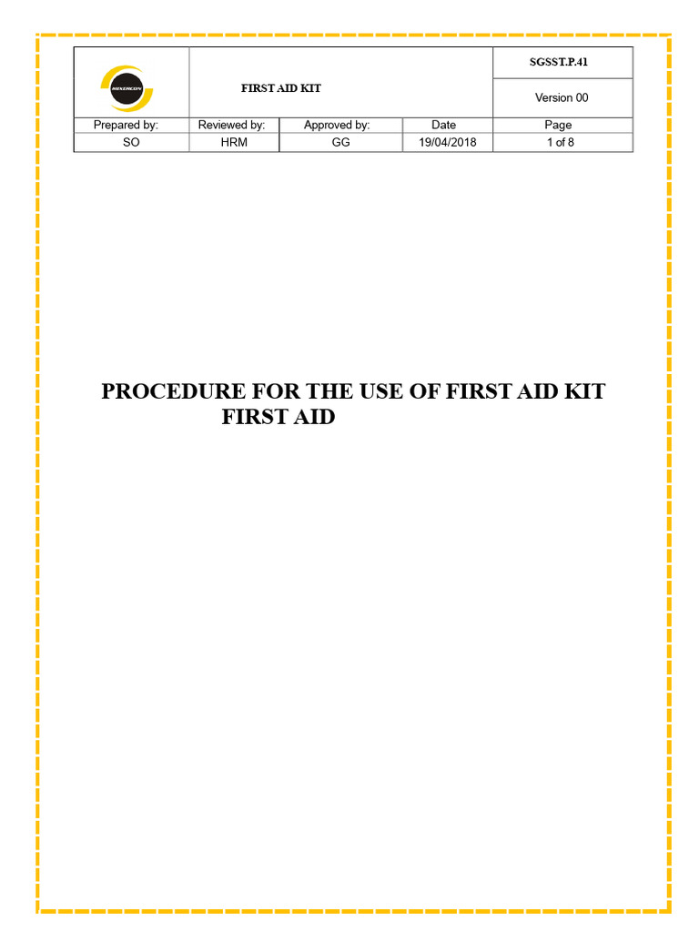 First aid kit inspection procedure | PDF | First Aid | Medicine