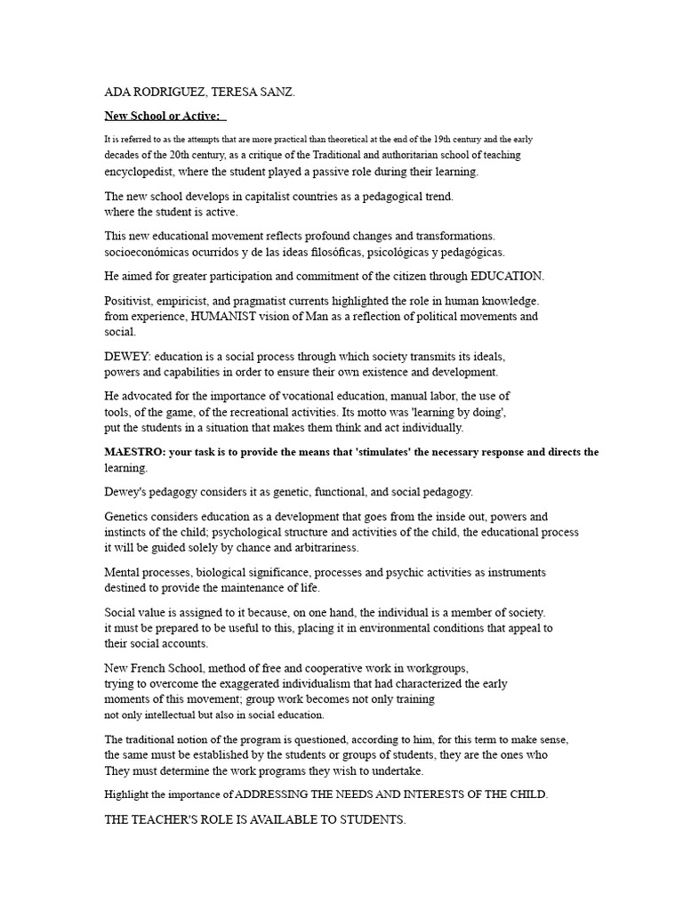 Ada Rodriguez The New School | PDF | Pedagogy | John Dewey