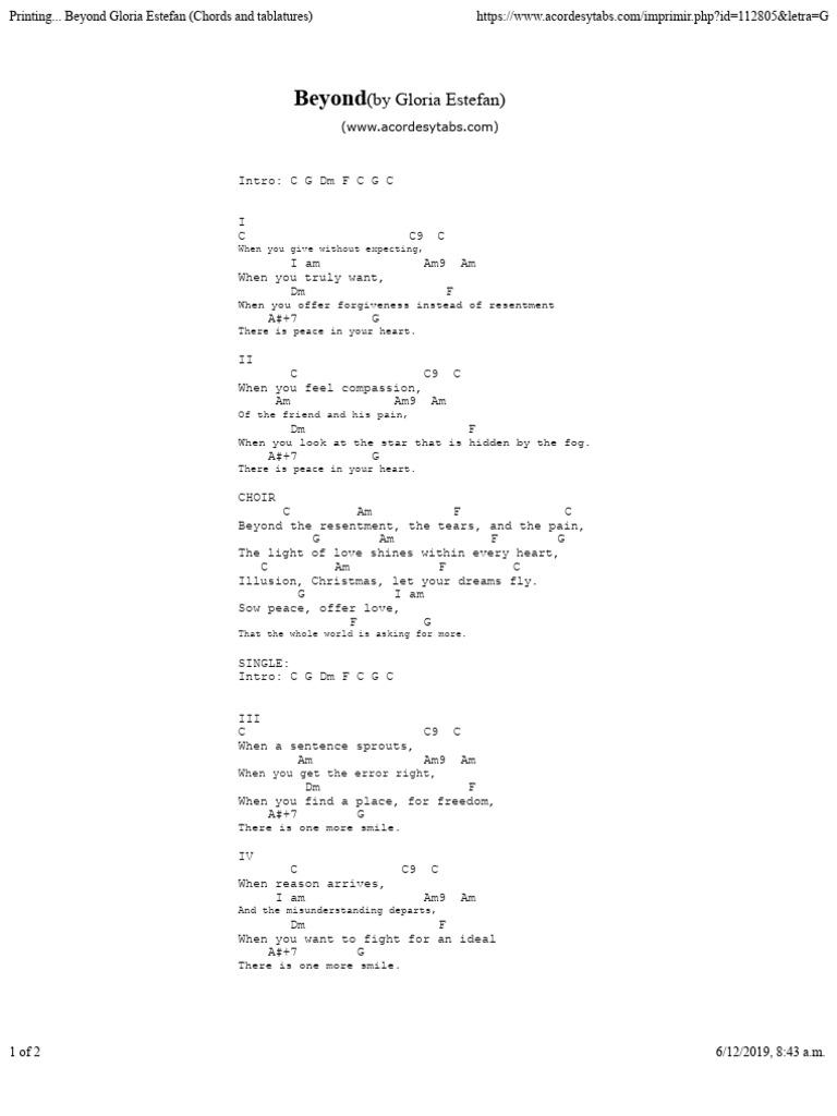 Beyond Gloria Estefan Chords & Tabs | PDF