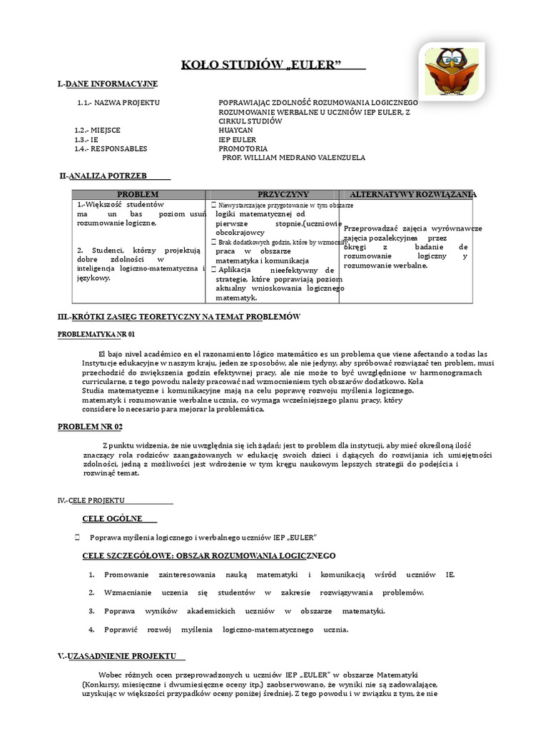 Projekt Cirkul Studiów Eulera.... | PDF