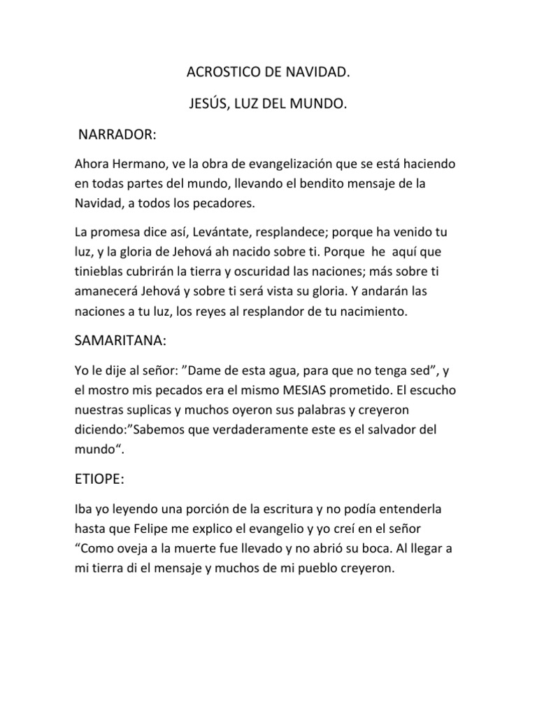 Acrostico de Navidad | PDF | Jesús | Cristo (título)