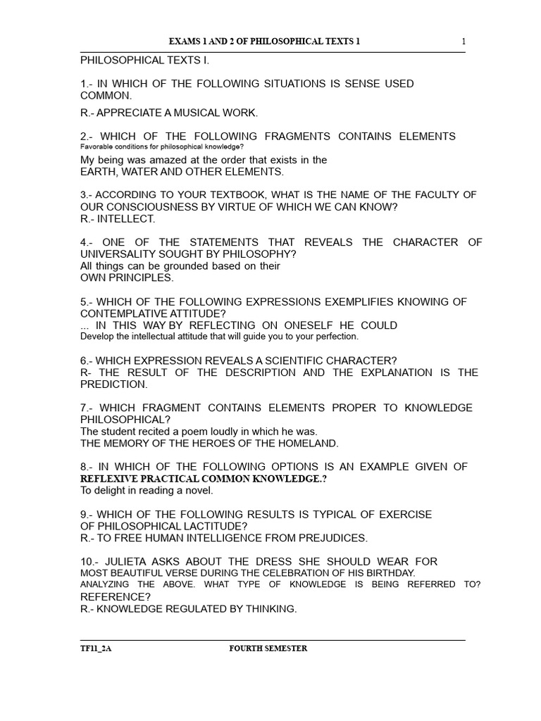 Exam 2 Philosophical Texts I | PDF | Aristotle | Ancient Greek Philosophy