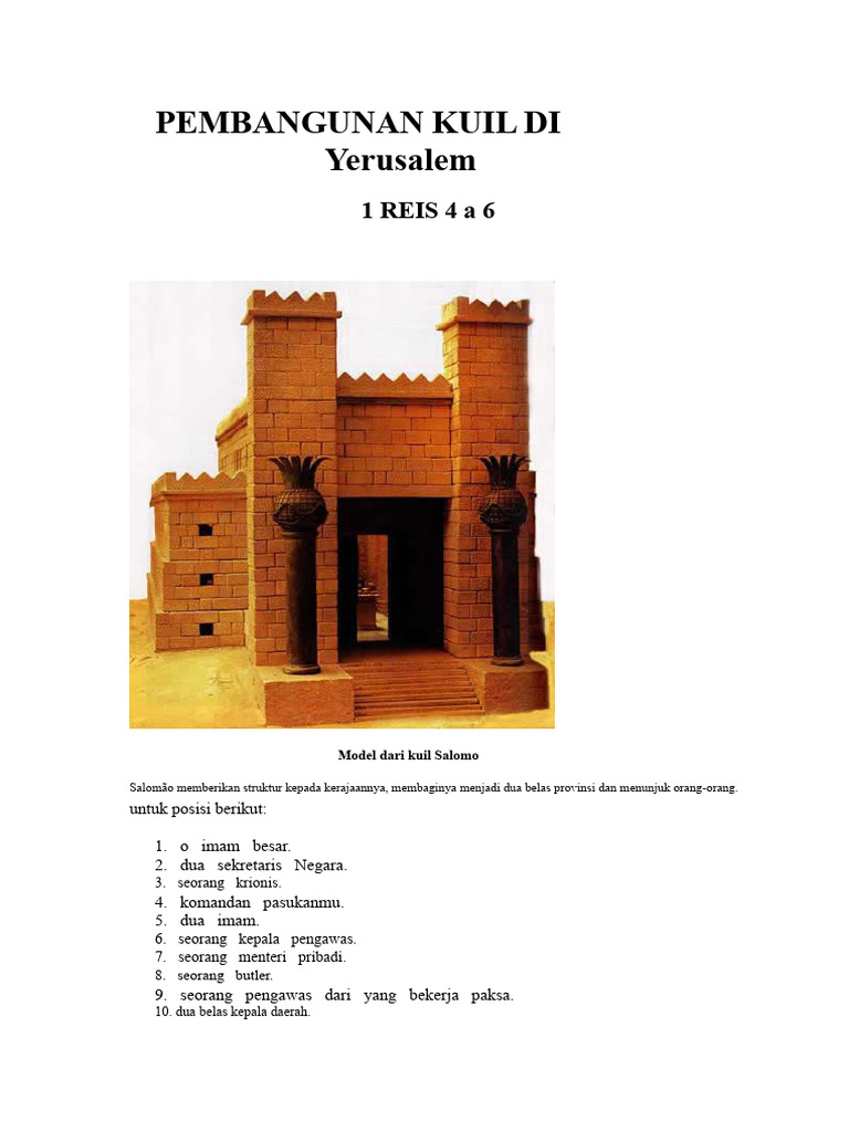 Pembangunan Kuil Salomo di Yerusalem | PDF