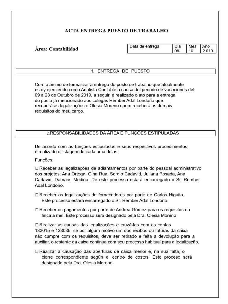 ATA DE ENTREGA DE POSTO DE TRABALHO.doc | PDF