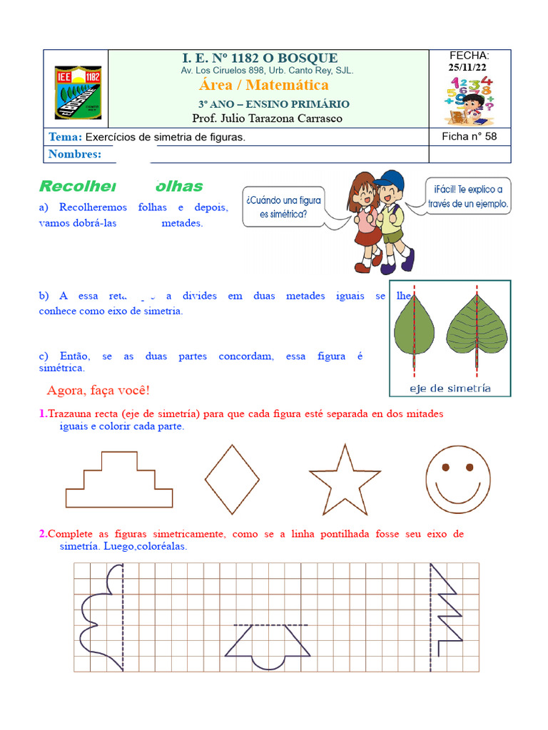 Exercícios de Simetria para 3º Ano | PDF
