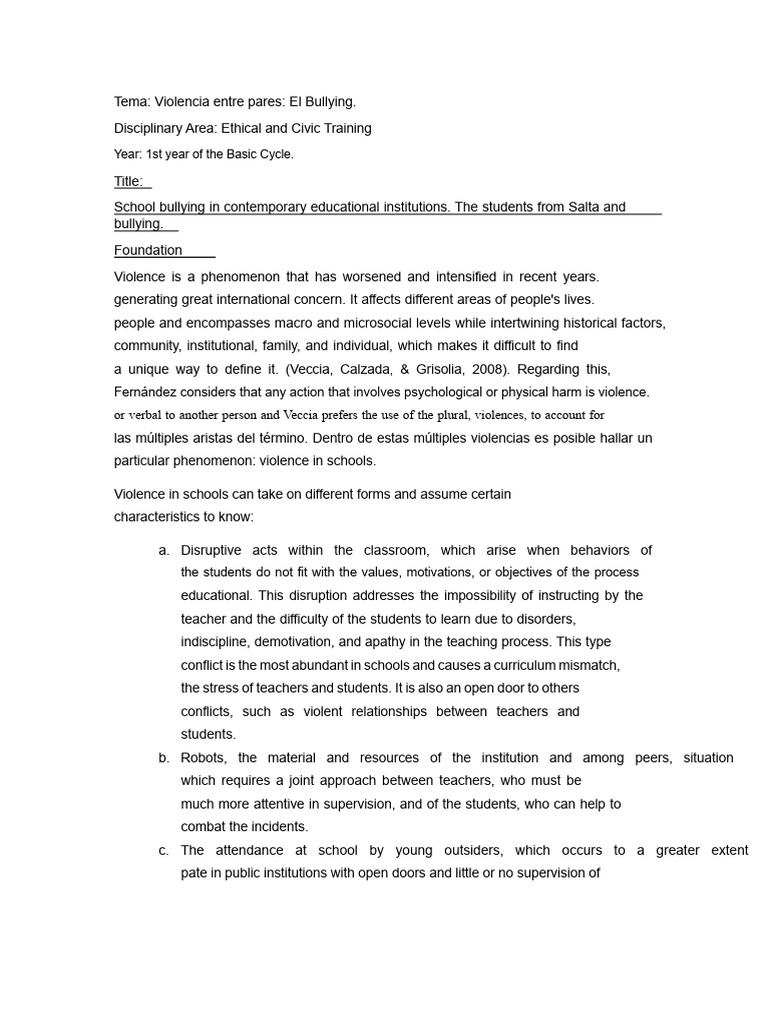 Didactic Sequence Bullying | PDF | Bullying | Cyberbullying