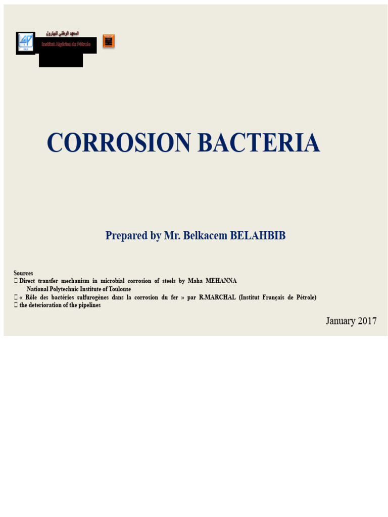 Bacterial Corrosion March 17 | PDF | Corrosion | Iron
