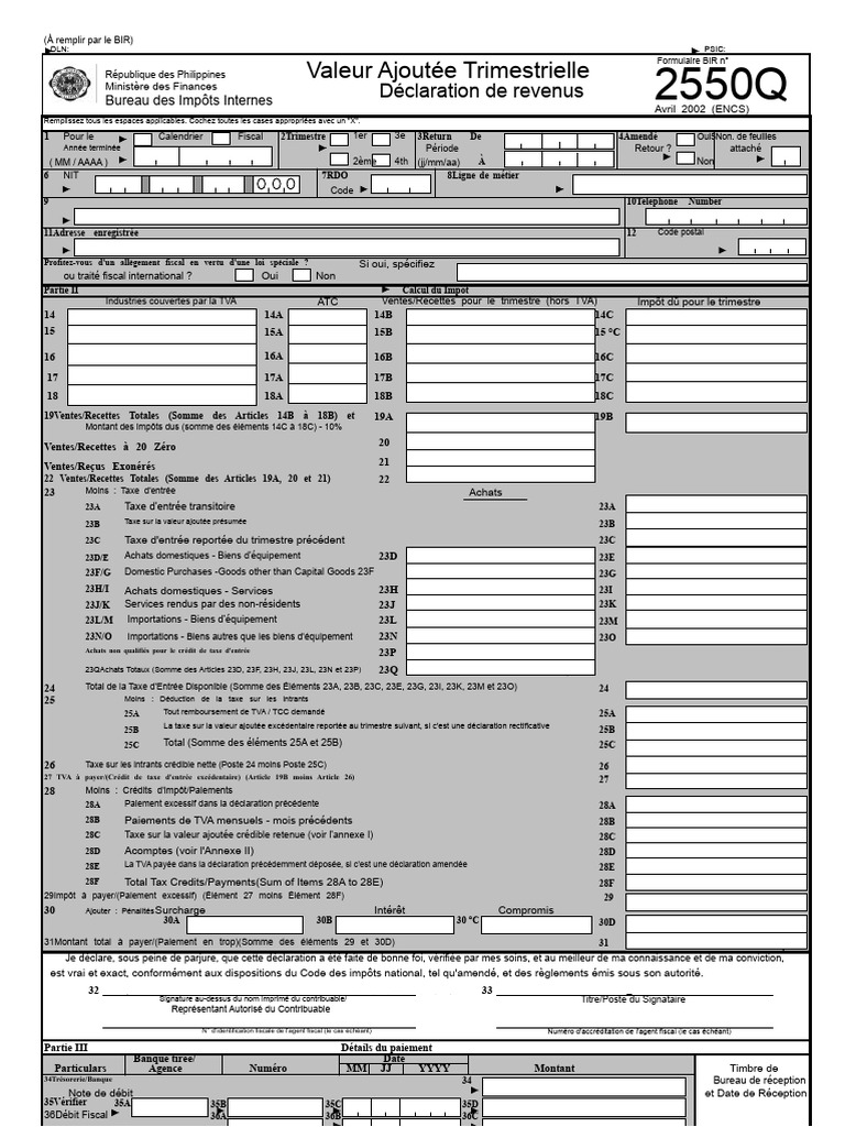Formulaire 2550Q | PDF | Taxe sur la valeur ajoutée | Impôts