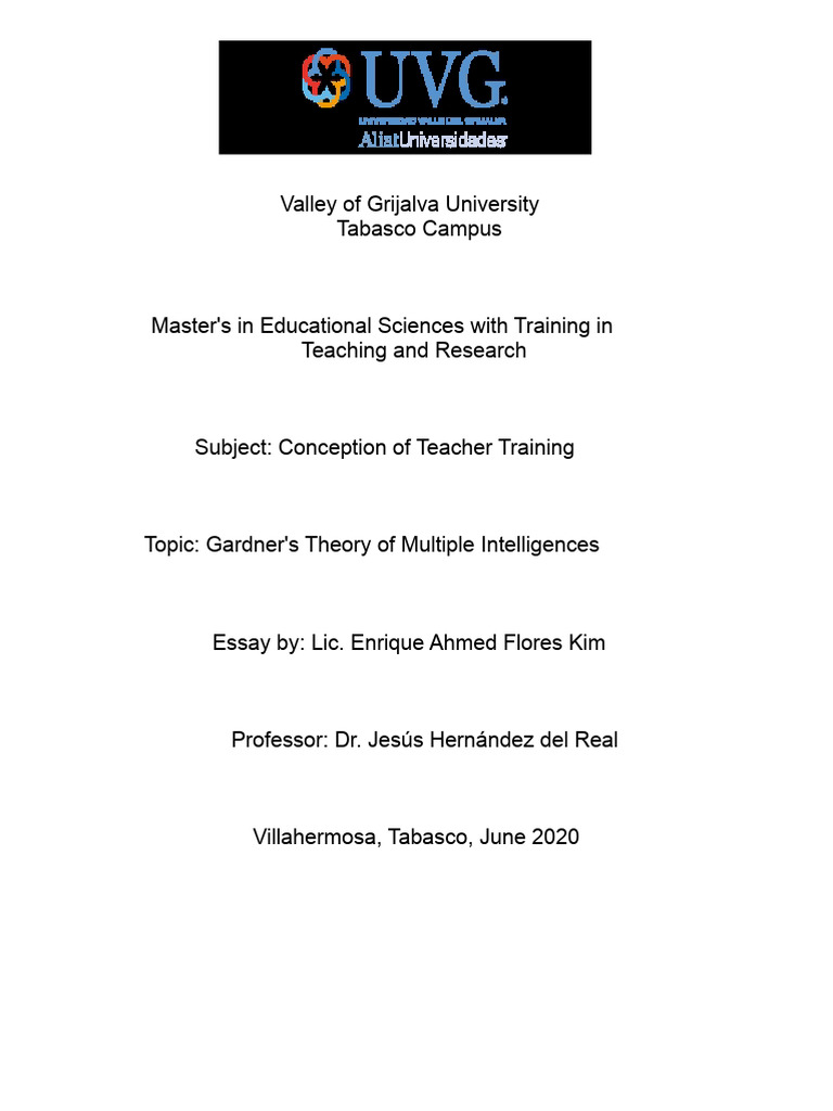 Essay on Gardner's Theory of Multiple Intelligences | PDF | Intelligence | Cognition
