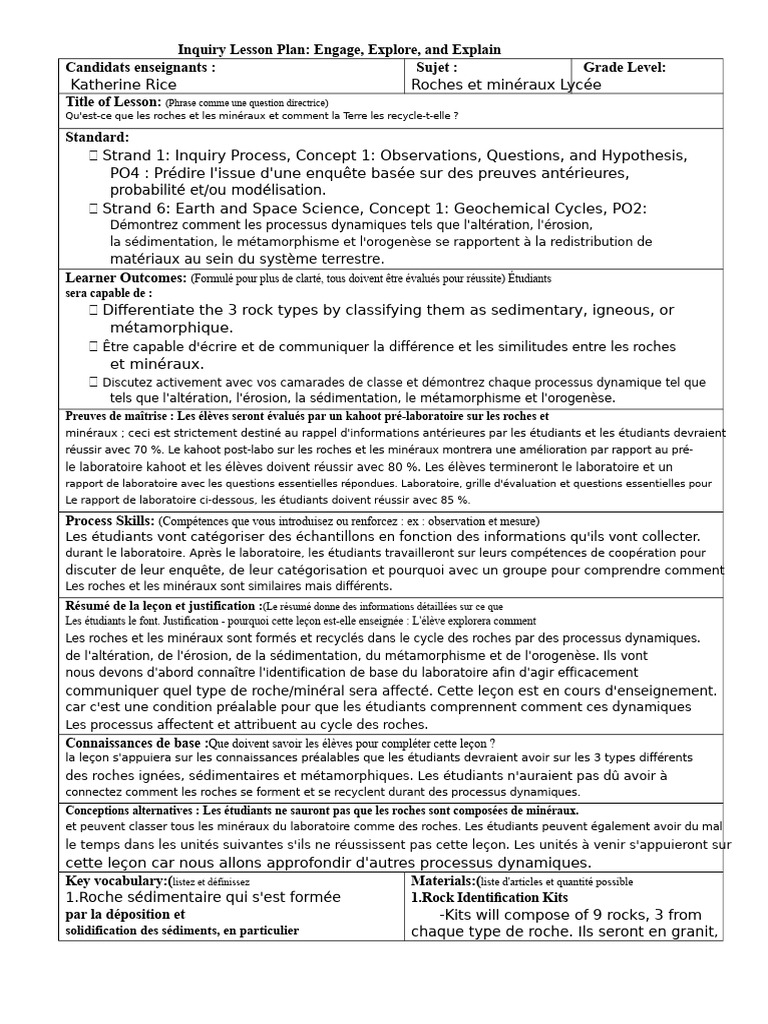 Comprendre roches et minéraux au lycée | PDF | Roche sédimentaire | Minéral