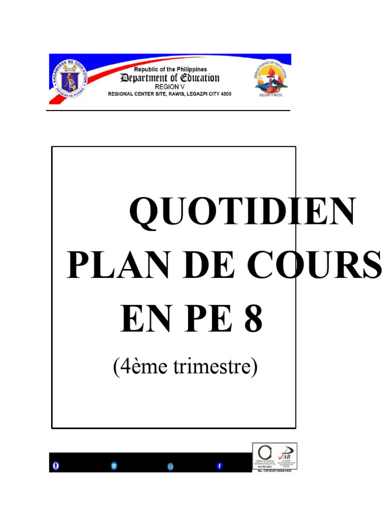 Plan de cours Éducation physique 8e année | PDF | Premiers secours ...