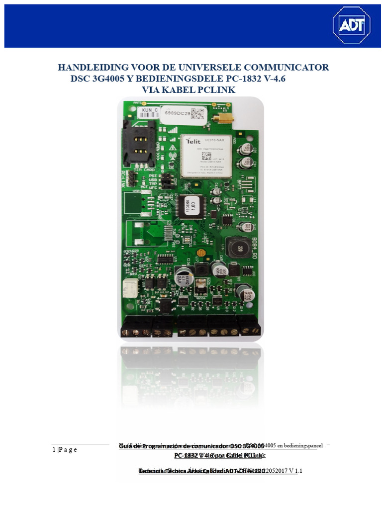 Handleiding Programmeren Communicator 3G4005 en PC 1832 v.4.6 DSC Via ...