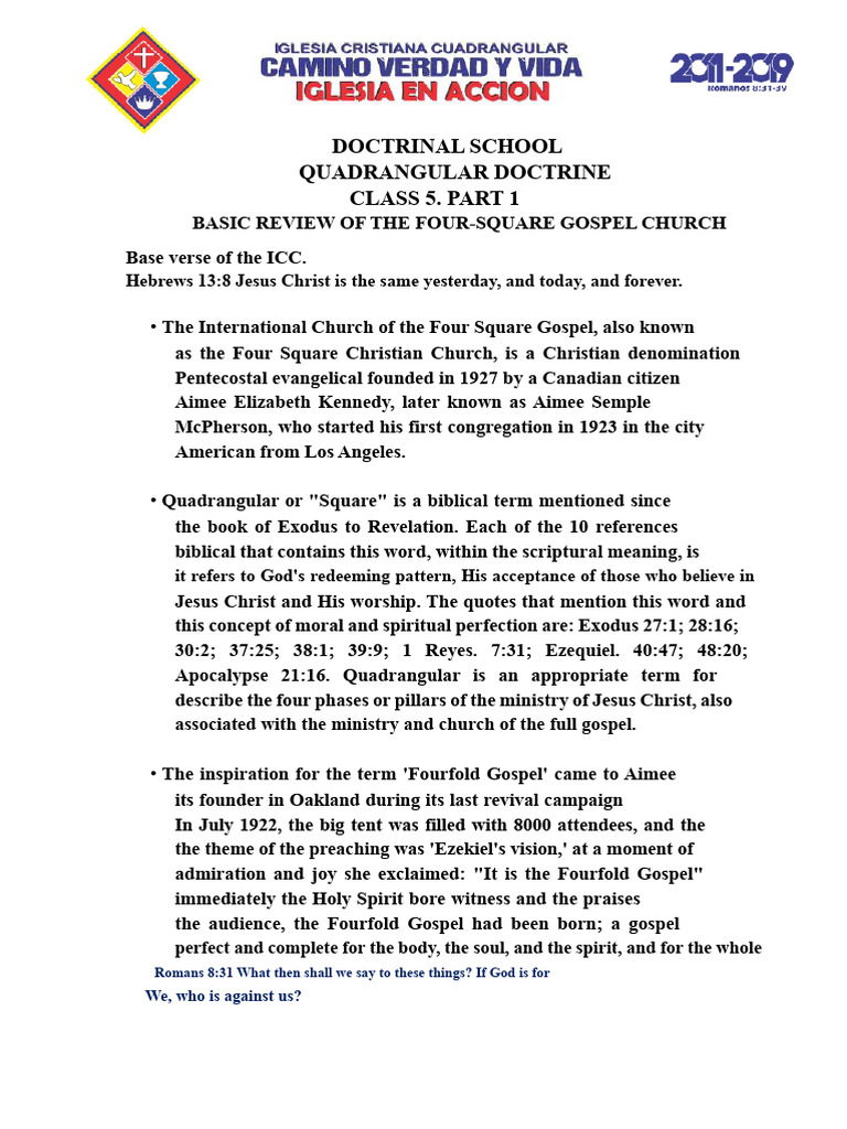Overview of the Four-Square Gospel Church | PDF | Jesus | Systematic ...