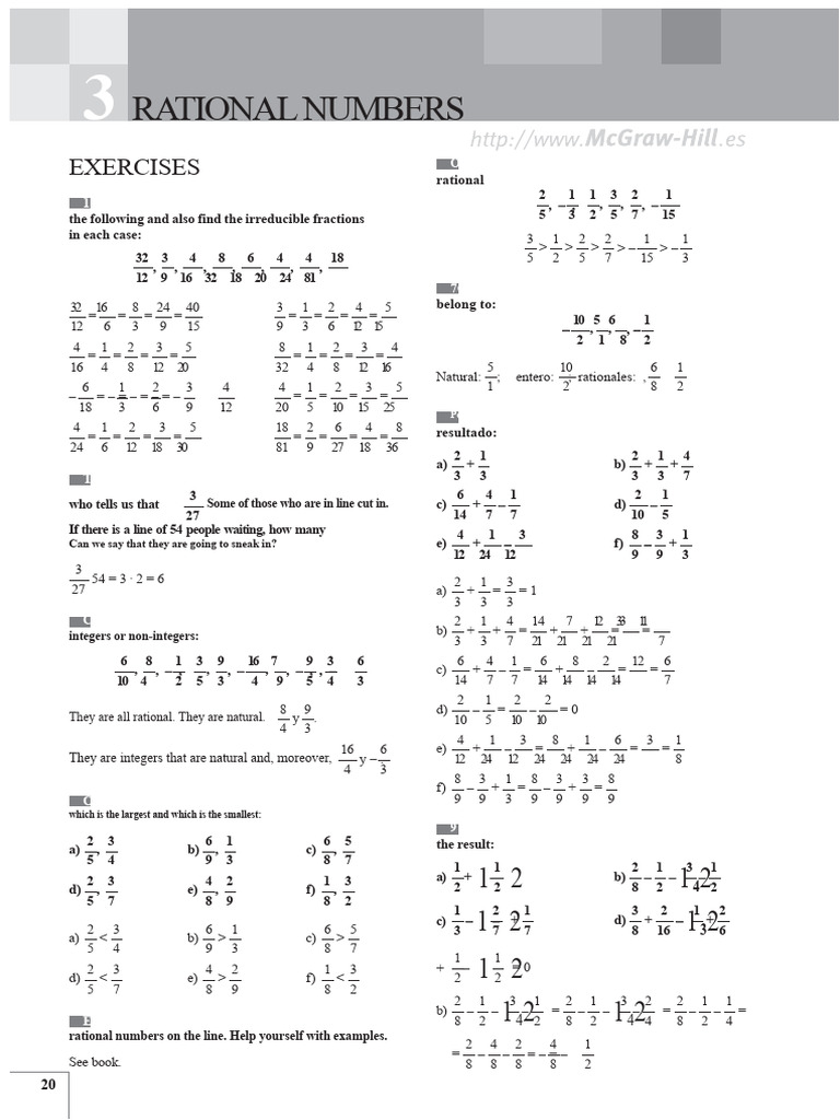Topic 3 Rational Numbers - McGraw-Hill - 14-19 | PDF | Rational Number ...