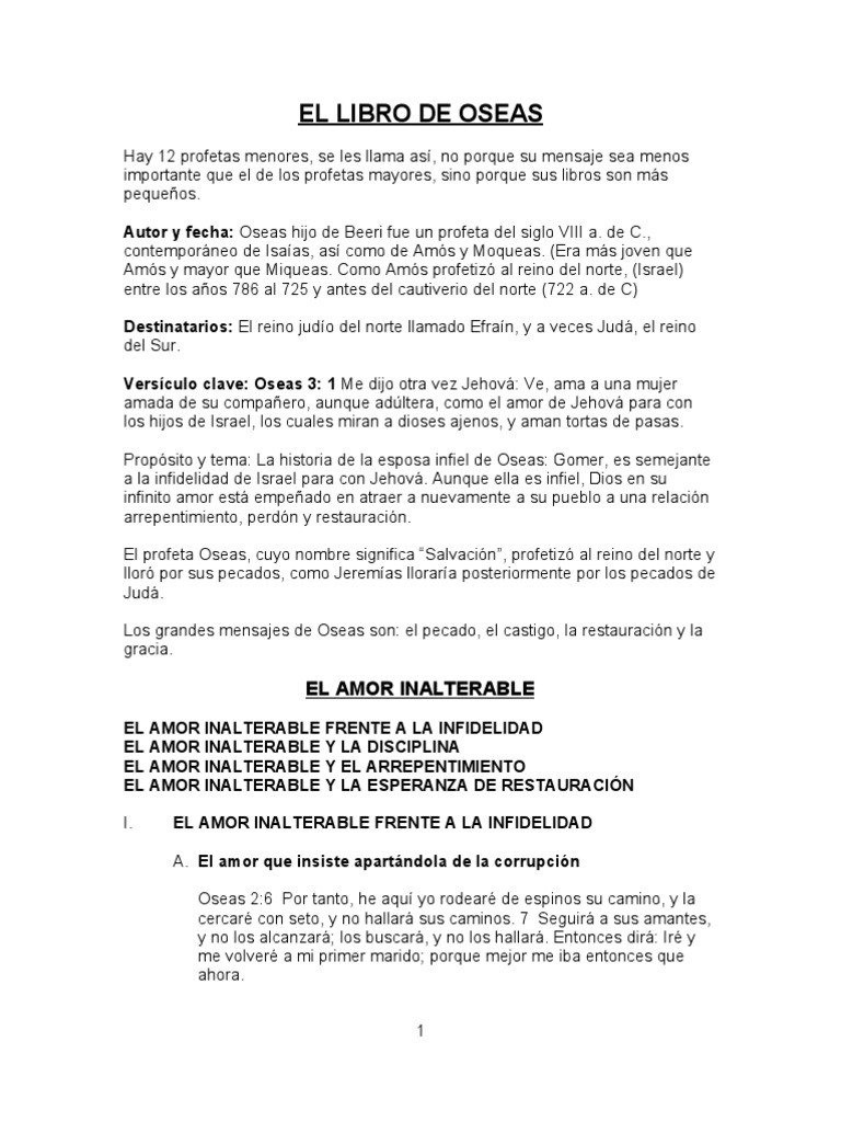 El Libro de Oseas | PDF | Contenido bíblico | Gente del Antiguo Testamento