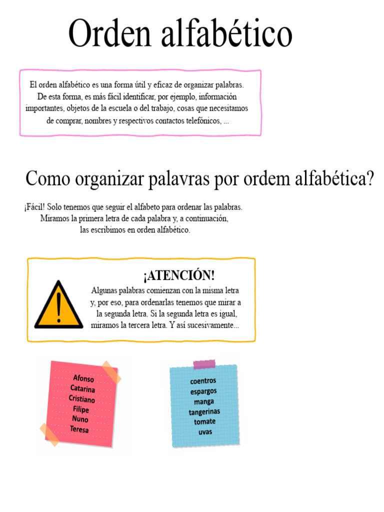 Cómo ordenar palabras alfabéticamente | PDF