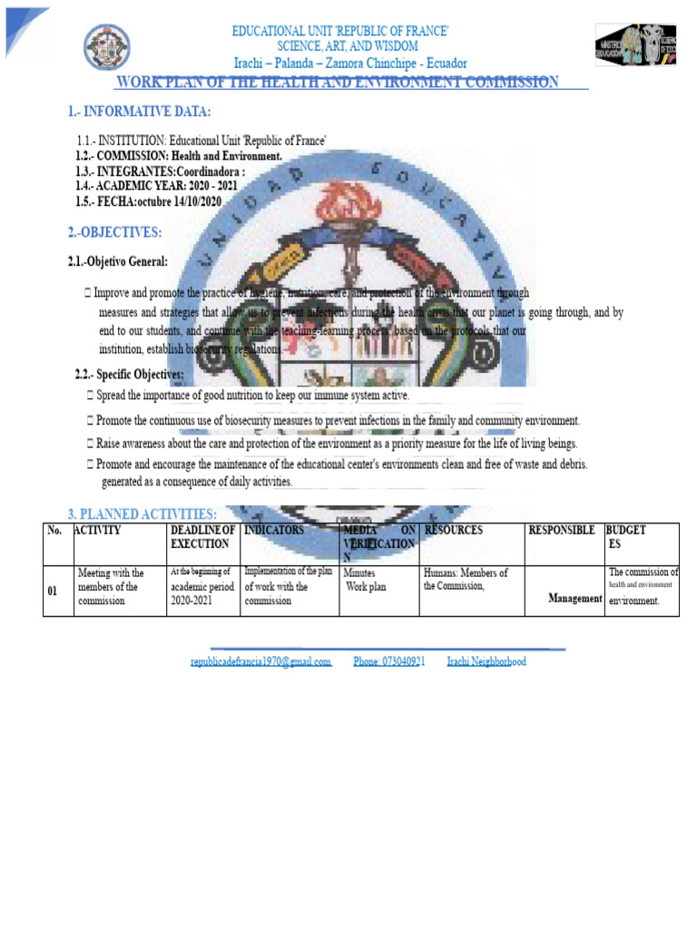 HEALTH AND ENVIRONMENT COMMISSION PLAN 2020 - 2021 | PDF ...
