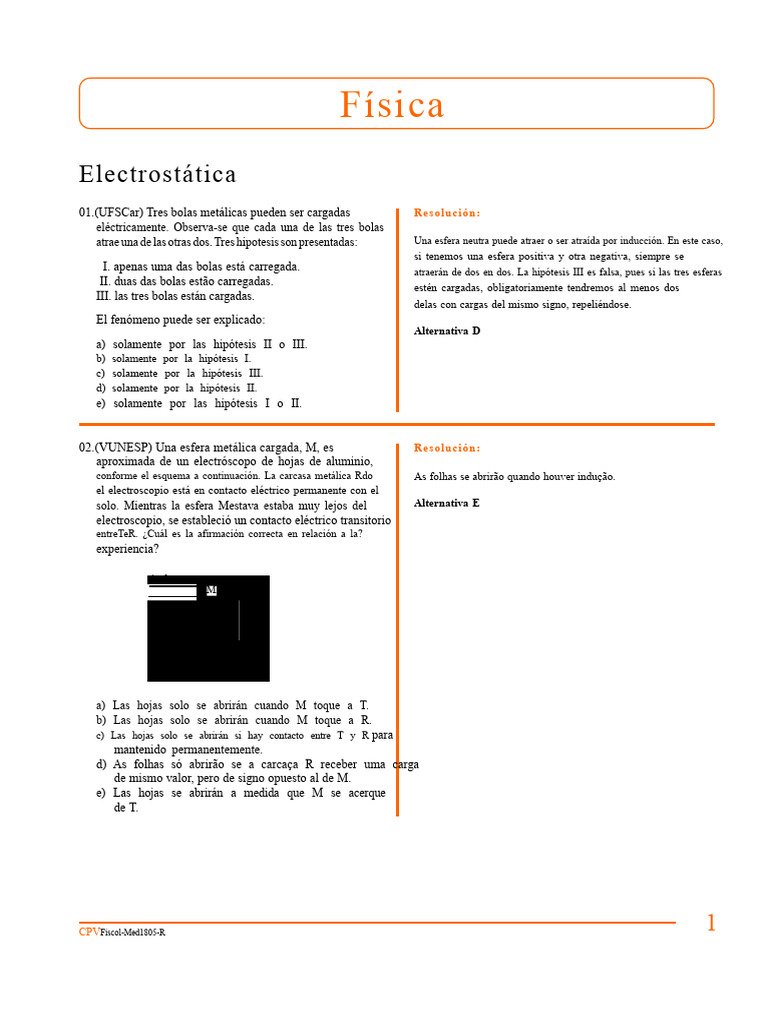 ELECTROSTÁTICA 1 | PDF | Electrostática | Electrón