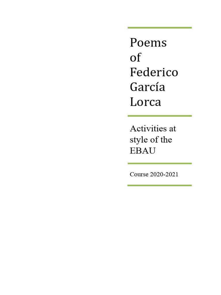 Lorca's Poems With Activities | PDF | Federico García Lorca | Poetry