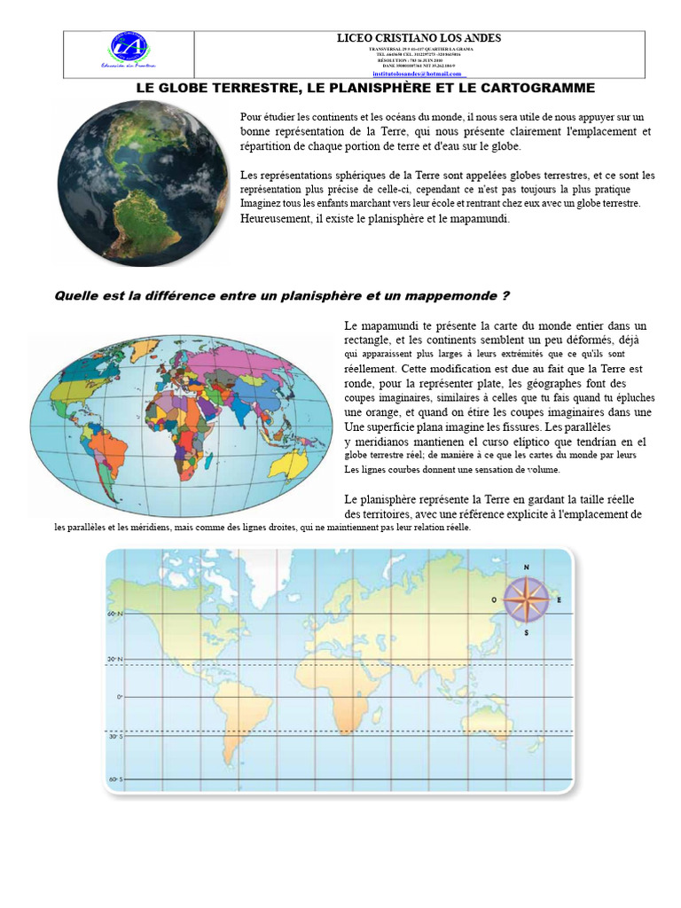 Comprendre globes et planisphères | PDF | Terre | Équateur terrestre