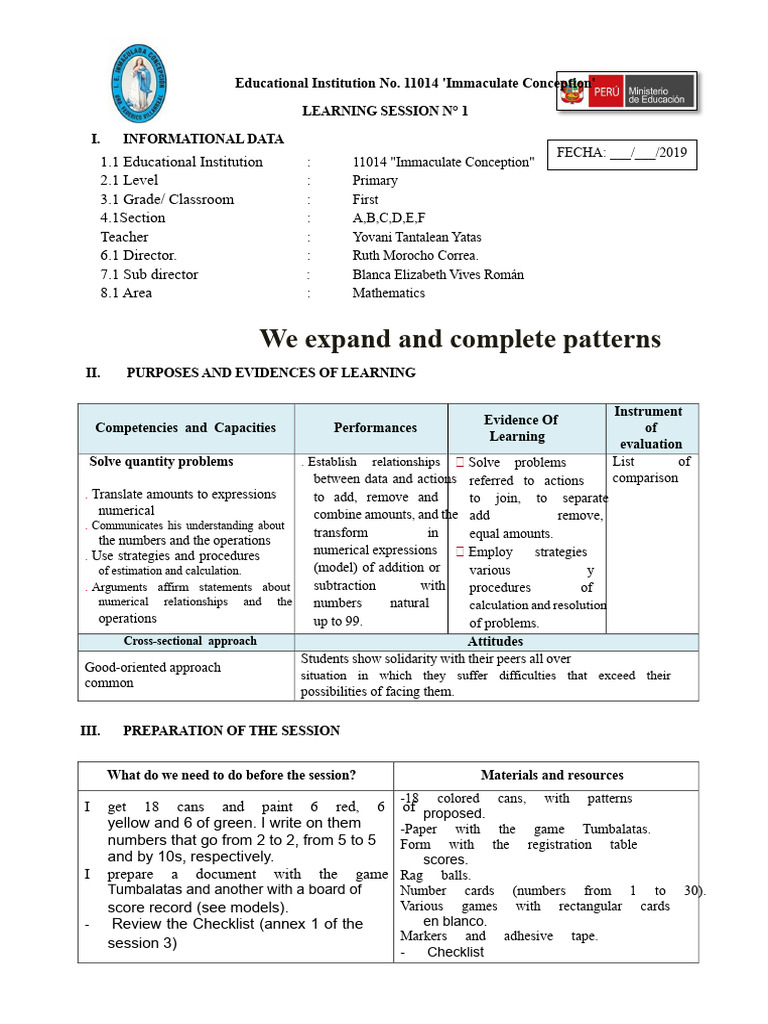 Primary Math Learning Session Plan | PDF | Learning | Mathematics