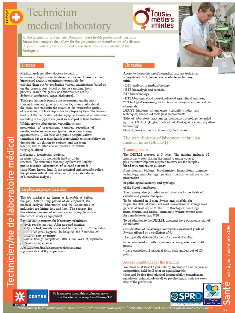 Biomedical Analysis Technician Overview | PDF | Medical Laboratory ...