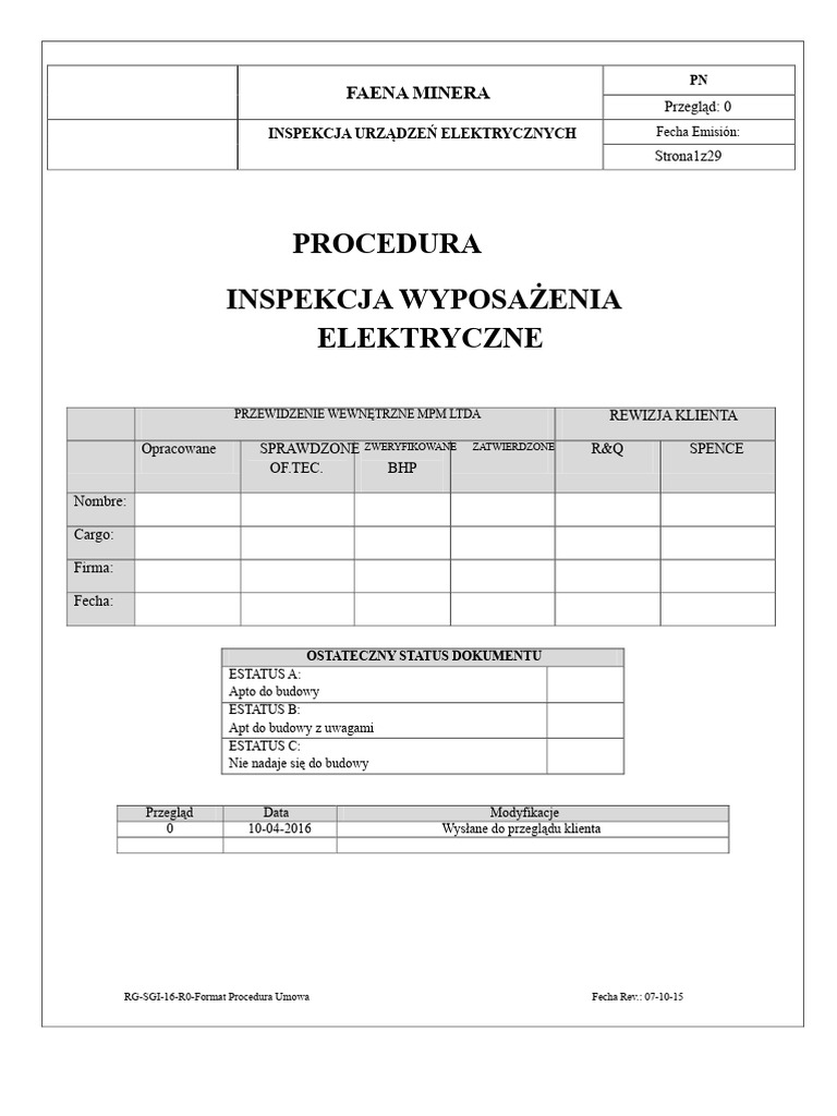 Inspekcja Urządzeń Elektrycznych | PDF
