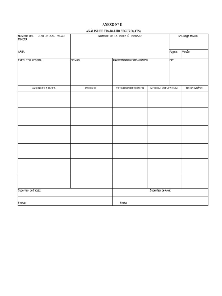 Anexo 11 Análise de Trabalho Seguro (Ats) | PDF