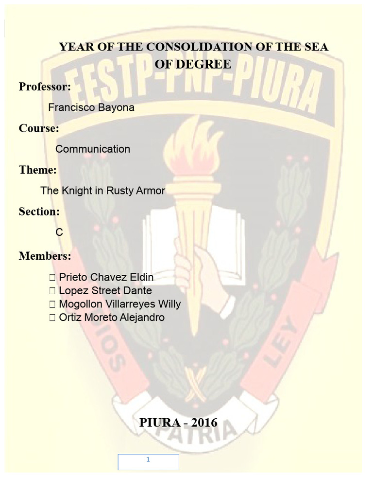 Literary Analysis of The Work The Knight With The Rusty Armor | PDF