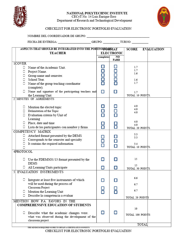 CLASS CHECKLISTS With Boxes and UPDATED WEIGHTING | PDF | Cognition | Learning